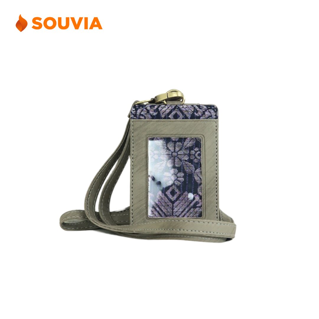 ID Card Holder Batik Tenun Blue Ethnic Souvenir Kantor - SOUVIA