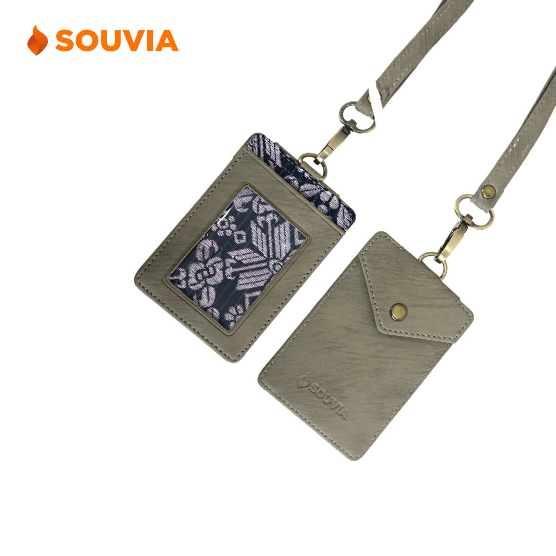 ID Card Holder Batik Tenun Blue Ethnic Souvenir Kantor - SOUVIA